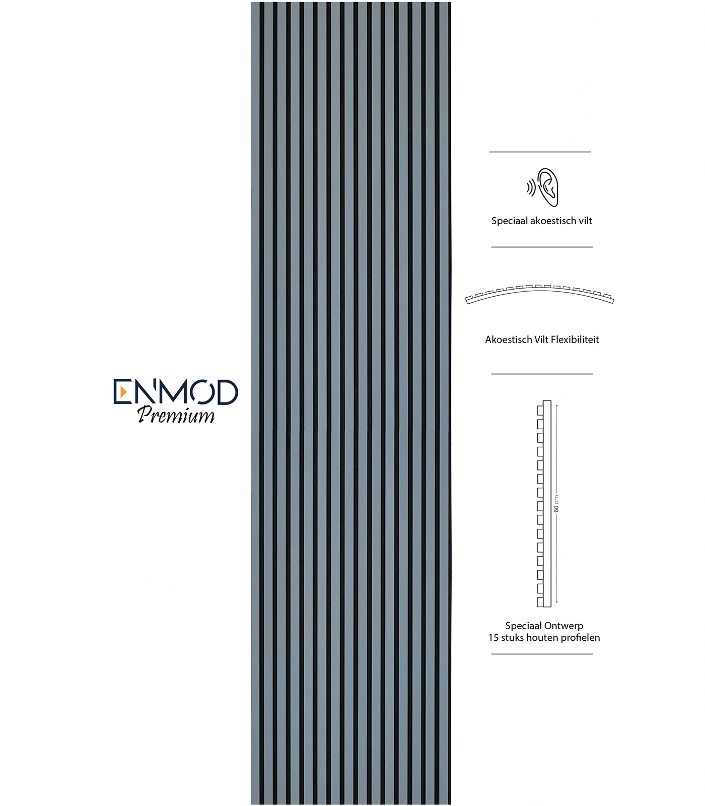 Akupanel Premium 280x60 cm Antraciet Akoestisch Wandpaneel - ENMOD